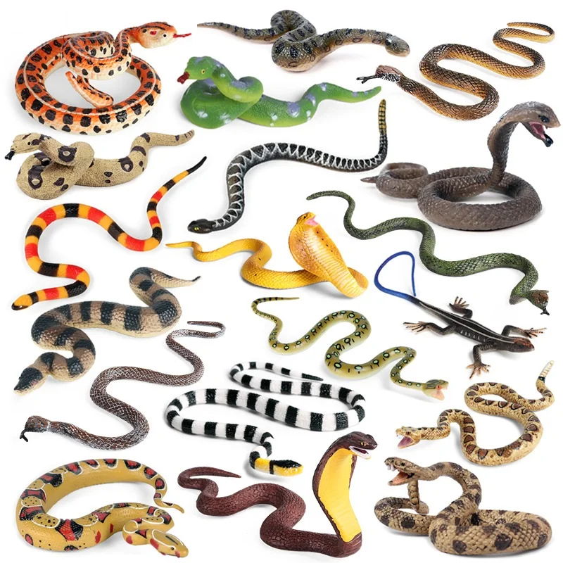 Simulation Wild Animal Rattlesnake Python Cobra Model Action Figures ...