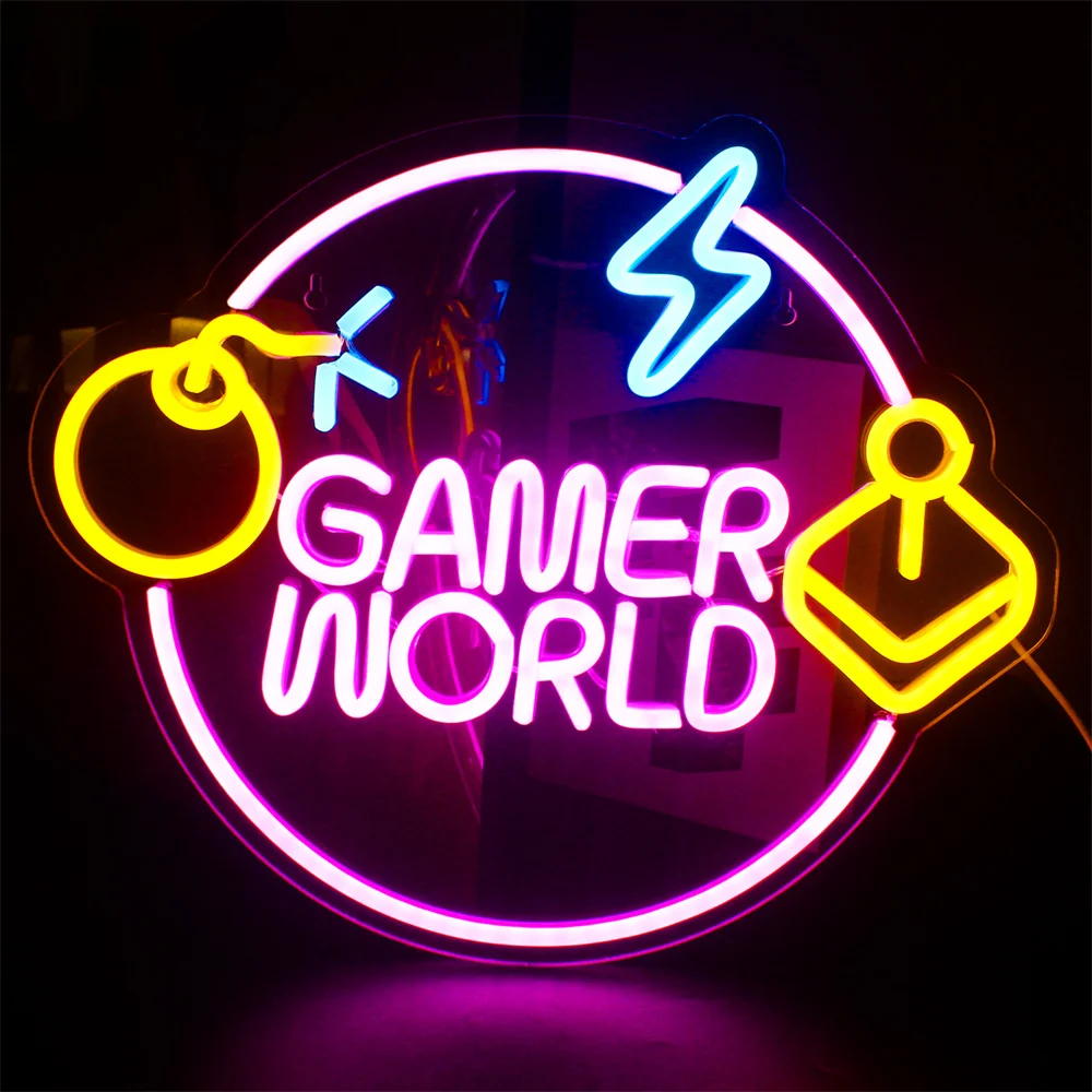 Game-World-Neon-Sign-Colorful-LED-Neon-Lights-for-Wall-Decor-USB-Neon ...