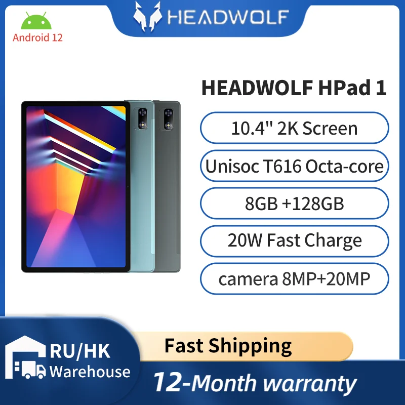 Headwolf Hpad1a Tablet 10.4 Inch Android 12 T616 Hd Display 1200*2000 8mp+20mp Camera 8gb Ram ...