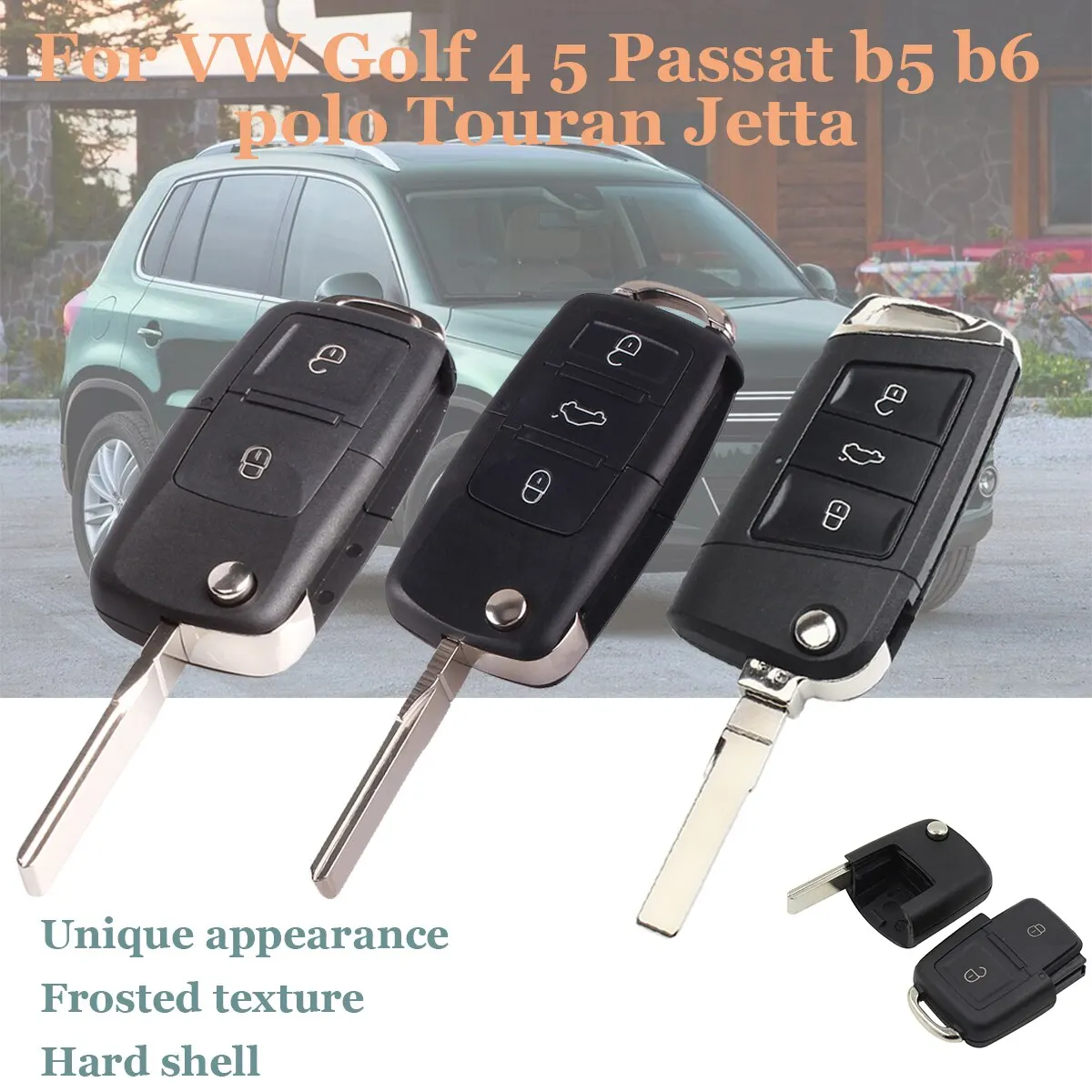 Modified 3 Buttons Remote Flip Folding Car Key Shell Case For VW Golf 4 ...