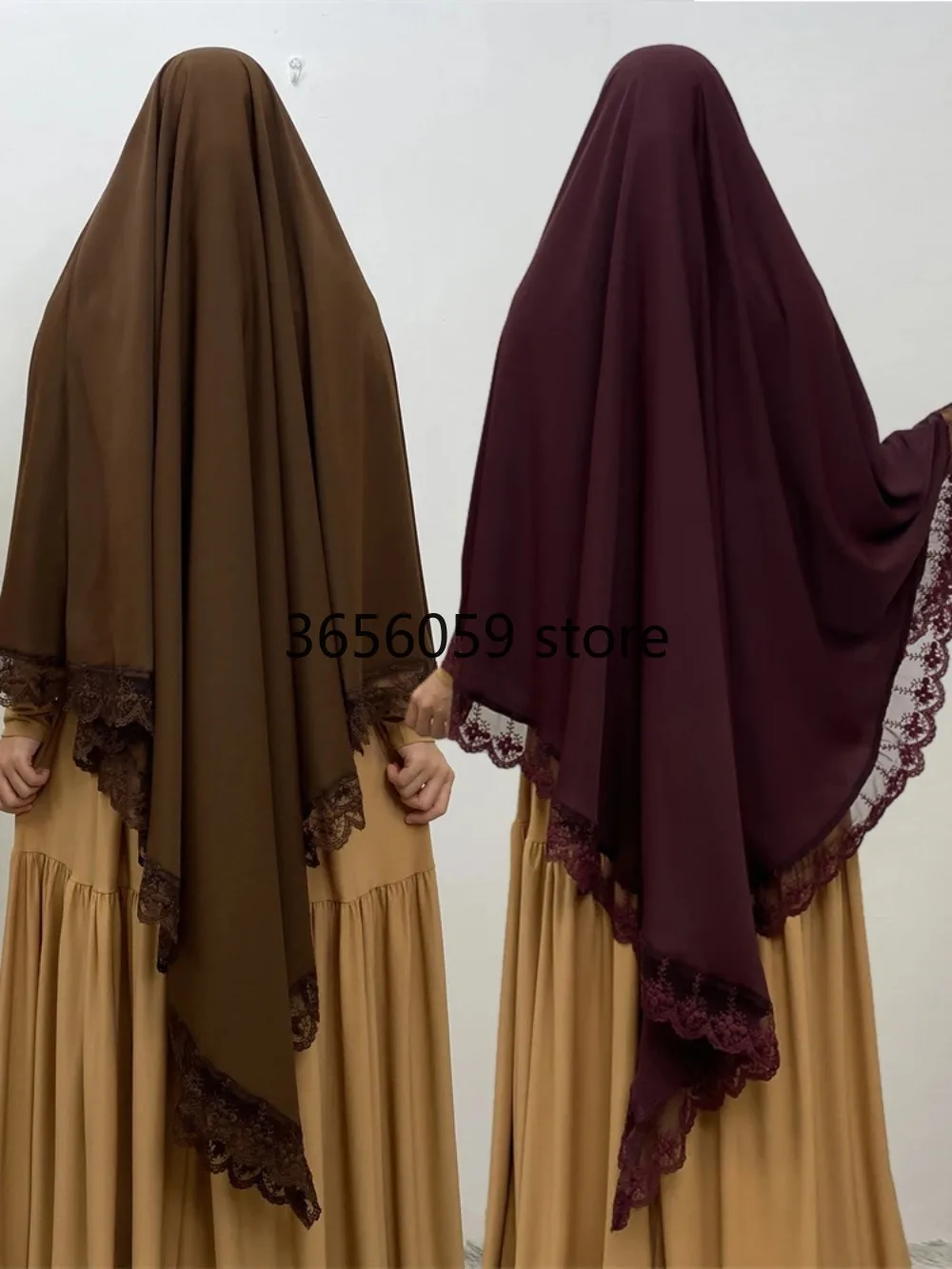 One Layer Lace Nida Long Khimar for Women Abaya Muslim Hijab Ramadan ...