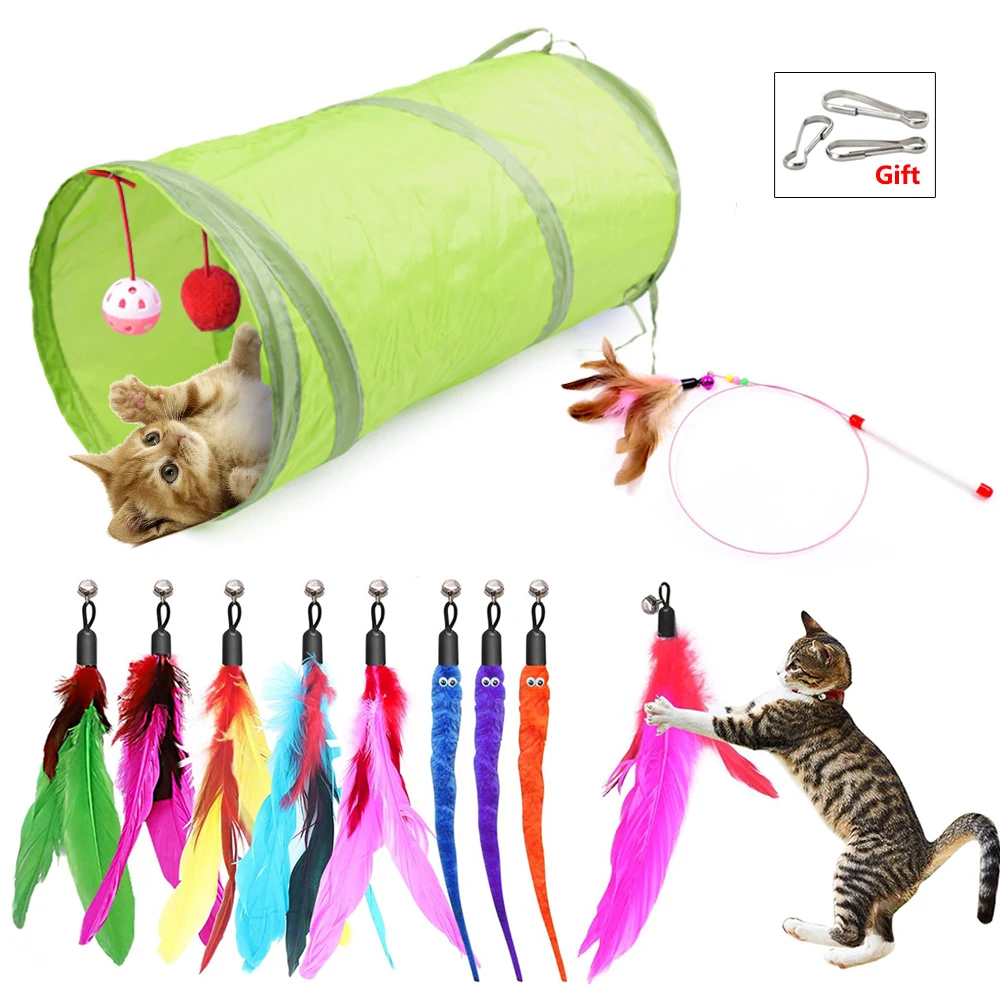 11pcs-Cat-Toys-Set-Cat-Feather-Toys-Retractable-Cat-Wand-Refill ...