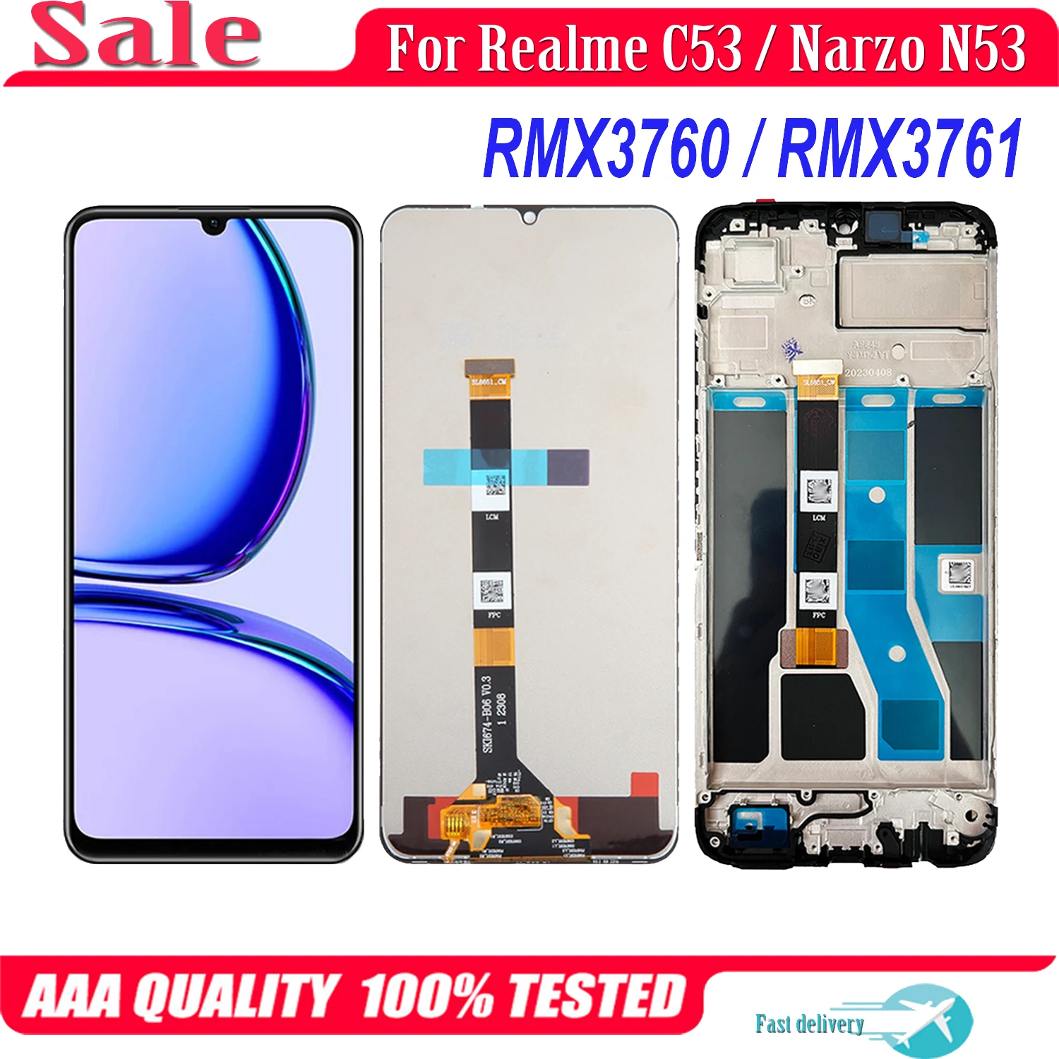 For-OPPO-Realme-C53-RMX3760-LCD-Display-Touch-Screen-Digitizer-Assembly ...