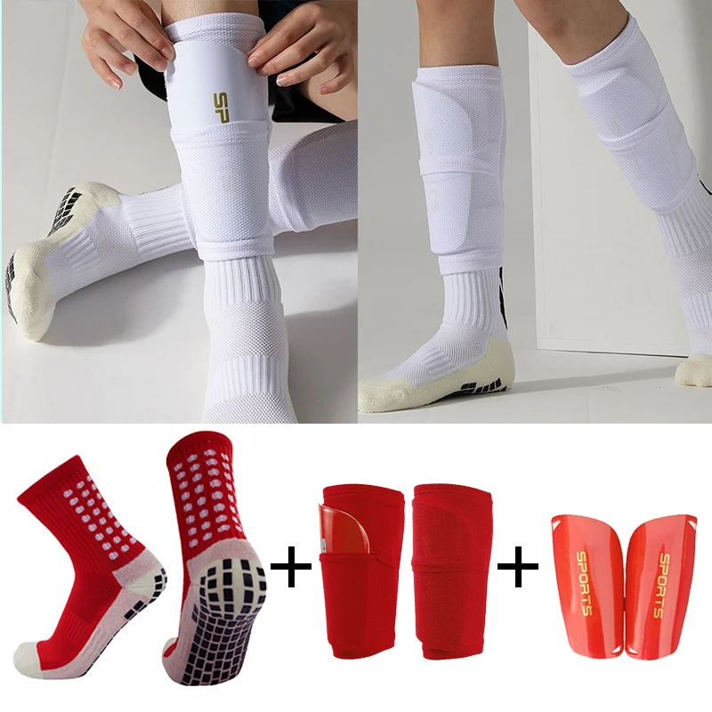 Three-piece-Anti-Slip-Soccer-Sock-Shin-Guards-Cover-Calf-Sleeve-With ...