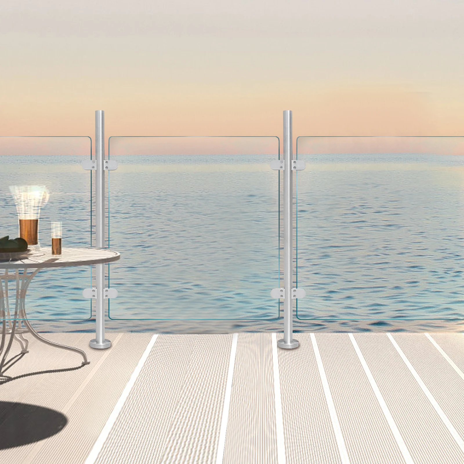 316-Stainless-Steel-Railing-Fence-Pole-Handrail-110cm-Glass-Railing ...