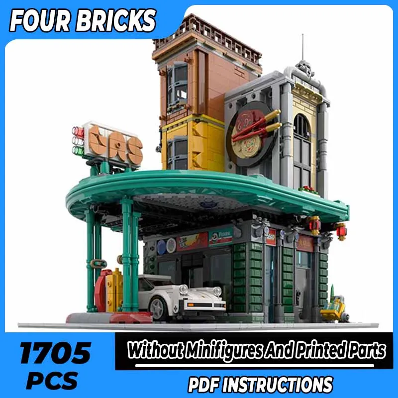 Moc-Building-Bricks-Street-View-Model-Gas-Station-Technology-Modular ...