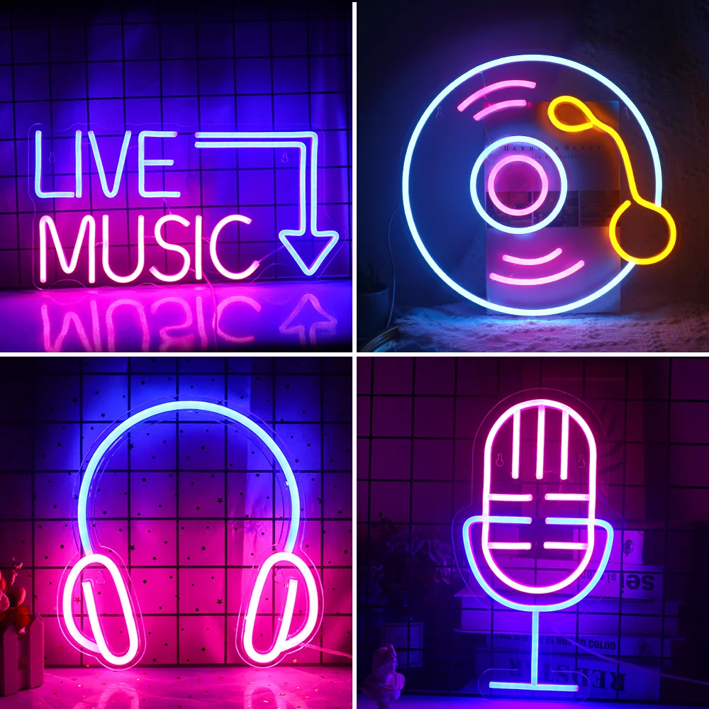 Live Music LED Neon Light Signs Party Bar Studio Atmosphere Light ...