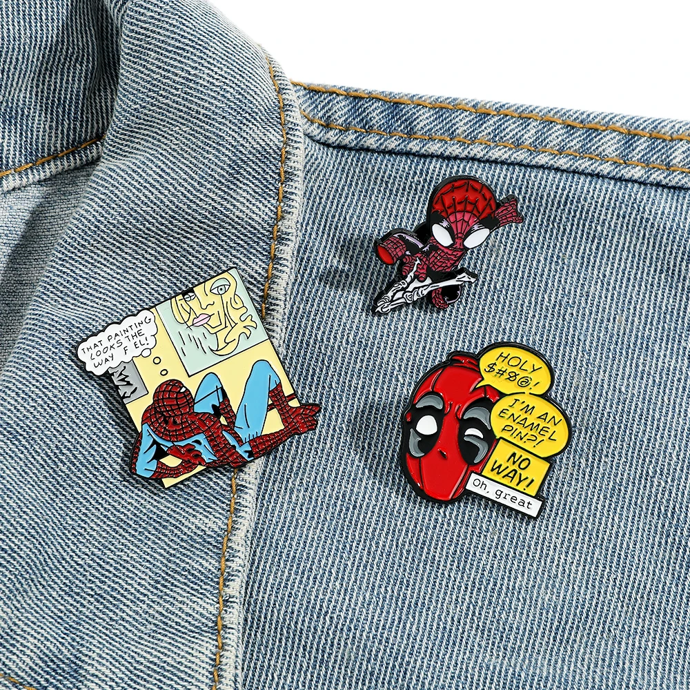 3-Pcs-Cartoon-Character-Brooch-Creative-Spider-Man-Deadpool-Enamel-Pin ...