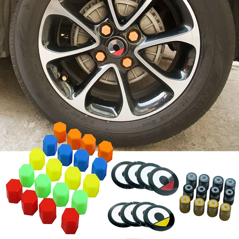 Wheels Center Caps Decoration Stickers Metal Valve Hats Silicone Screw ...