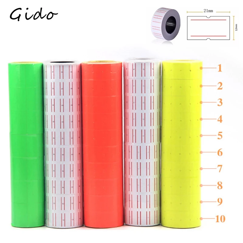 10 Rolls 21mmX12mm Adhesive Price Labels Paper Tag Sticker Single Row ...