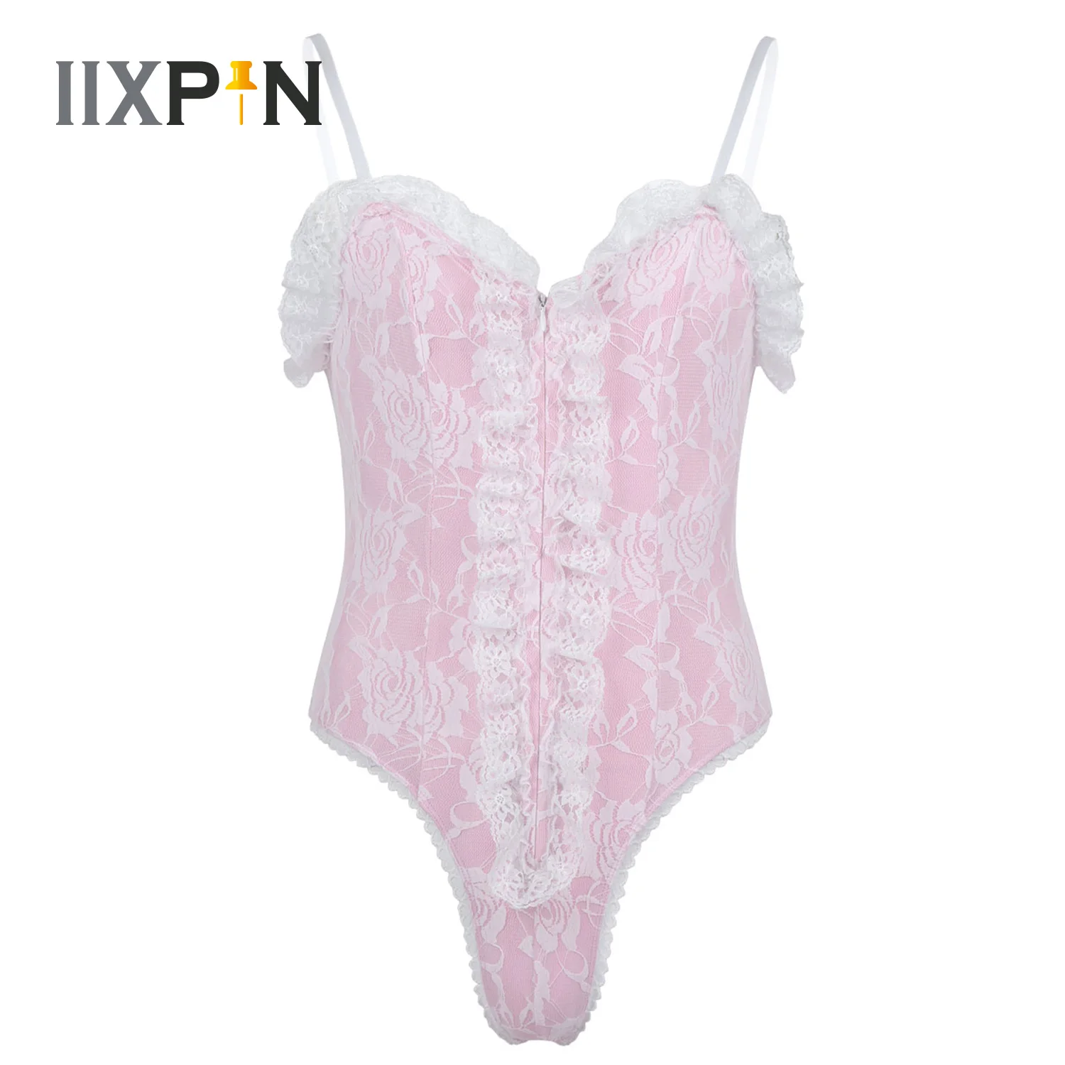 Mens High Cut Ruffle Lace Teddy Crossdress Lingerie Floral Lace Sissy ...