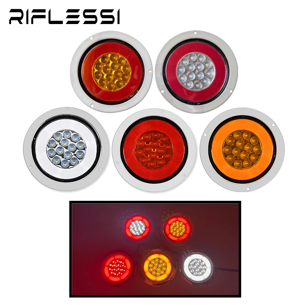 2Pc Round Rear Lights Truck 24V Cargo Car LED Light Trailer Tail Light ...