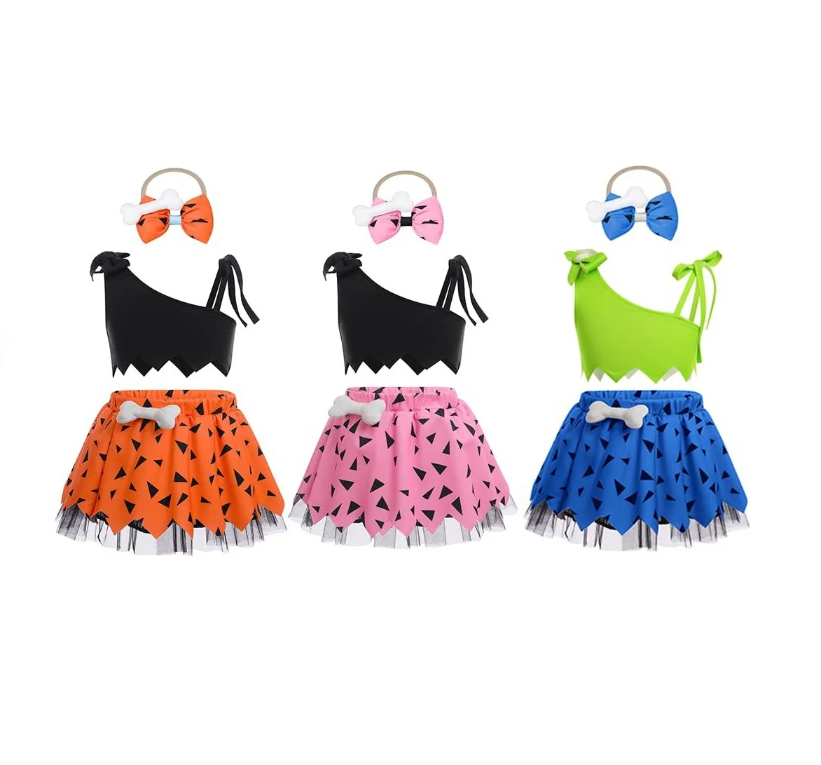 3pcs Kids Bam Bam Costume Caveman Cavegirl Stone Age Outfit for Girl ...