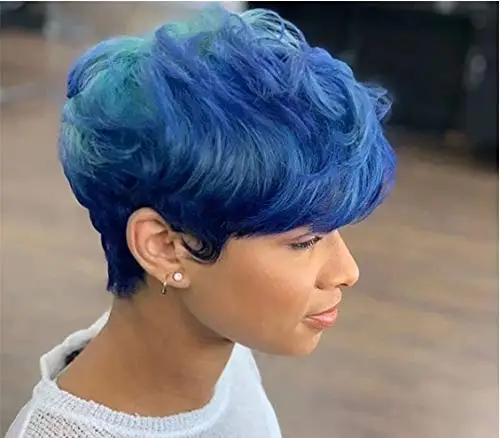 BeiSDWig-Mixed-Blue-Wig-Synthetic-Hairstyles-for-Women-Short-Colored ...