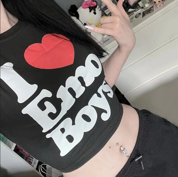 I love Emo Boy streetwear hippie fairy grunge crop top Woman 2000s ...