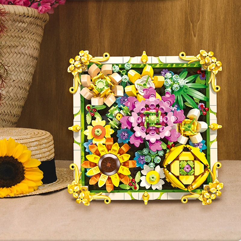 The-Sunflower-Rose-Simulation-Flower-Building-Blocks-JJ9027-492pcs ...