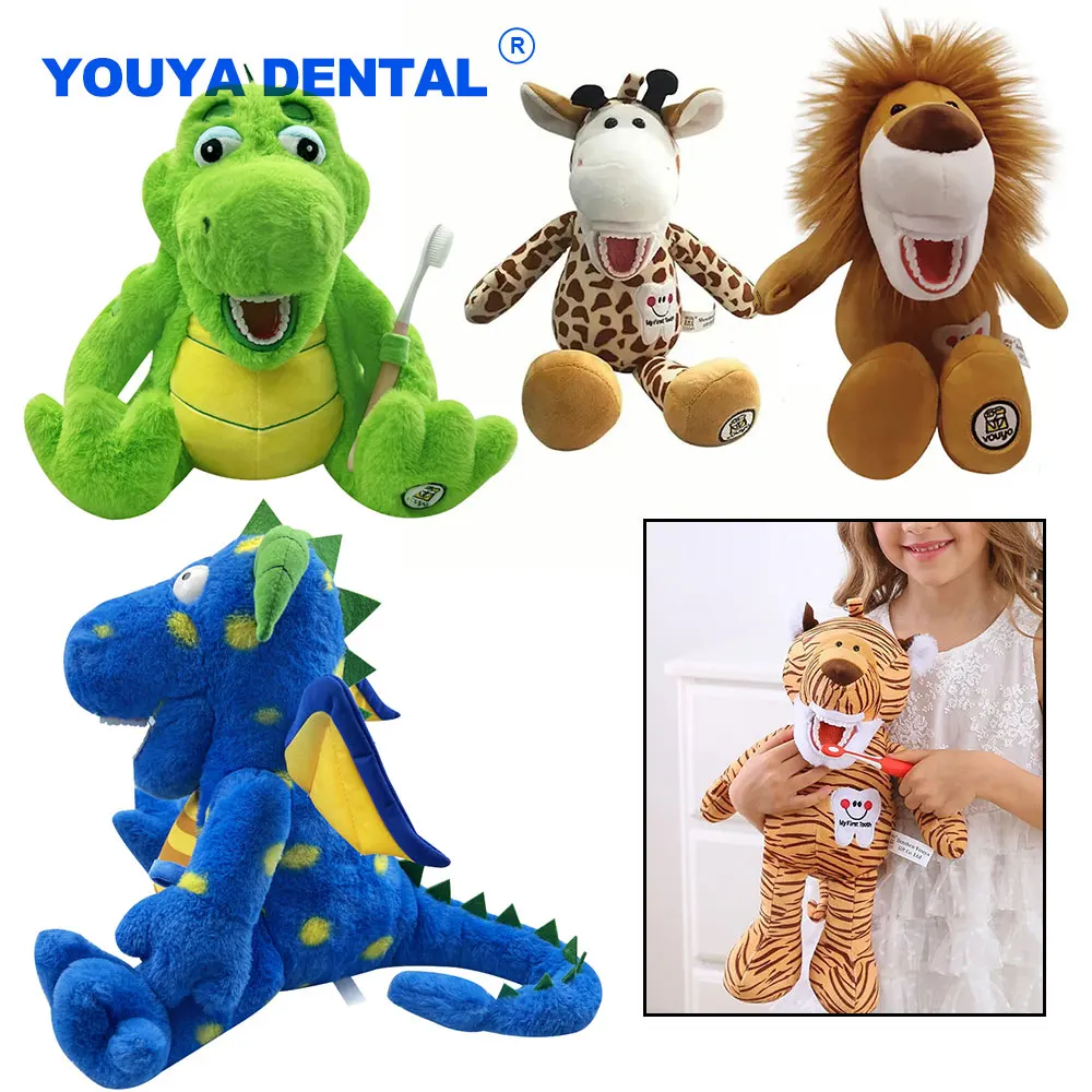 Dental-Animal-Teeth-Plush-Model-Brushing-Teaching-Toys-With-Toothbrush ...