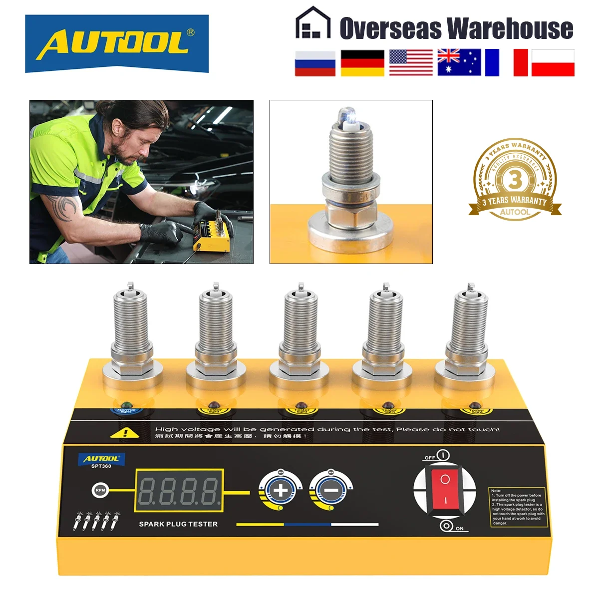 AUTOOL SPT360 Car Spark Plug Tester Ignition Testers Automotive ...