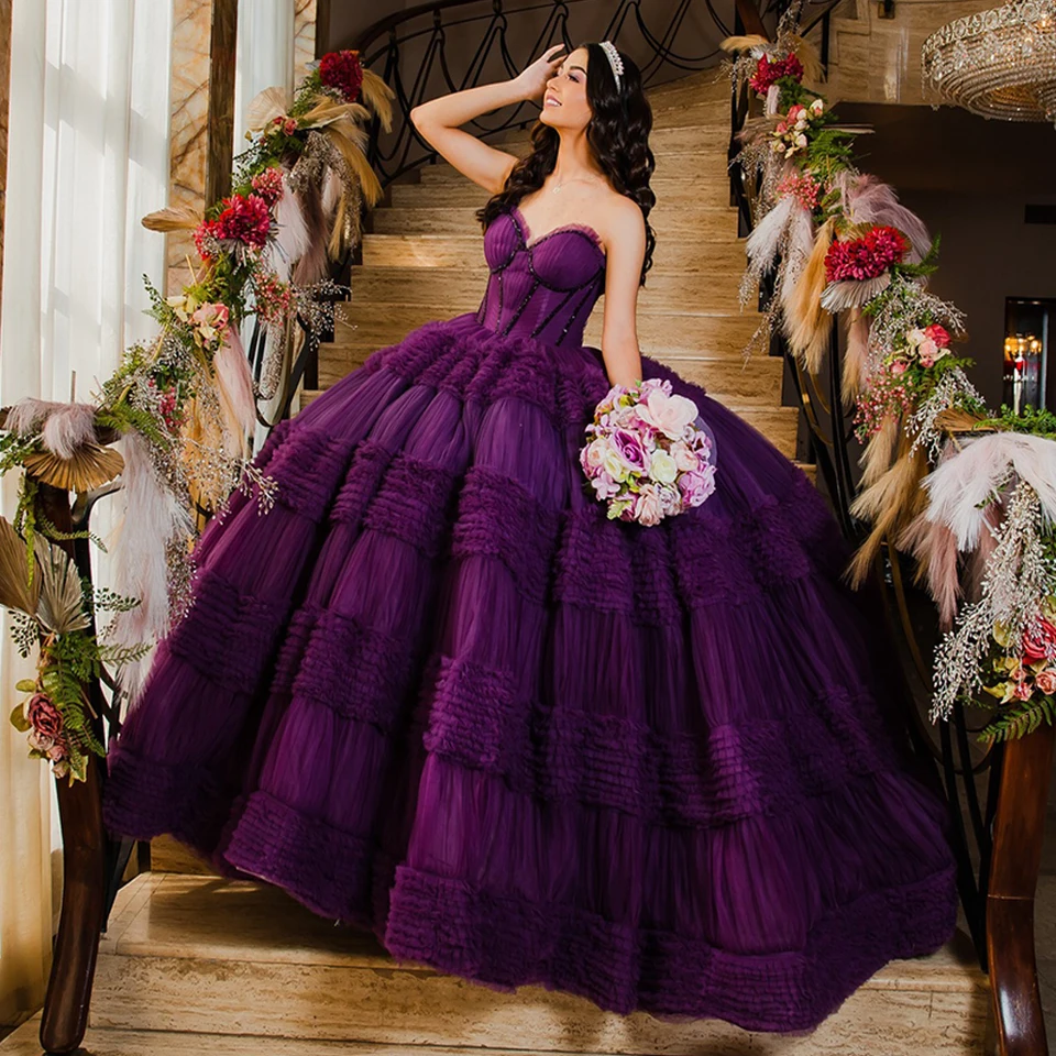 Purple Quinceanera Dresses Dark