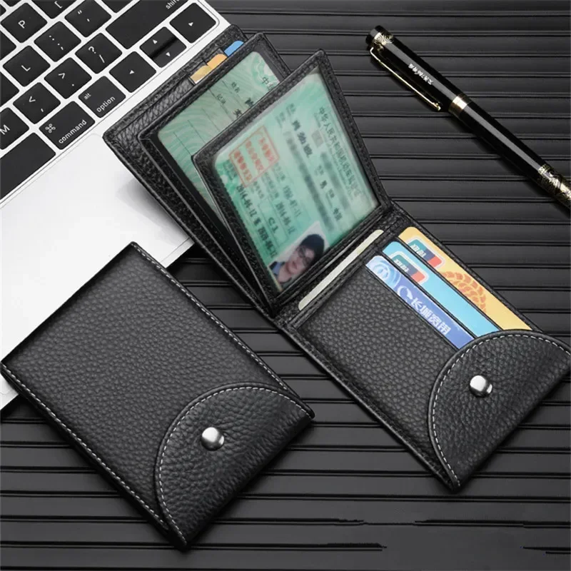 Ultra-Thin Genuine Leather Driver's License Case Men's Small Short ...