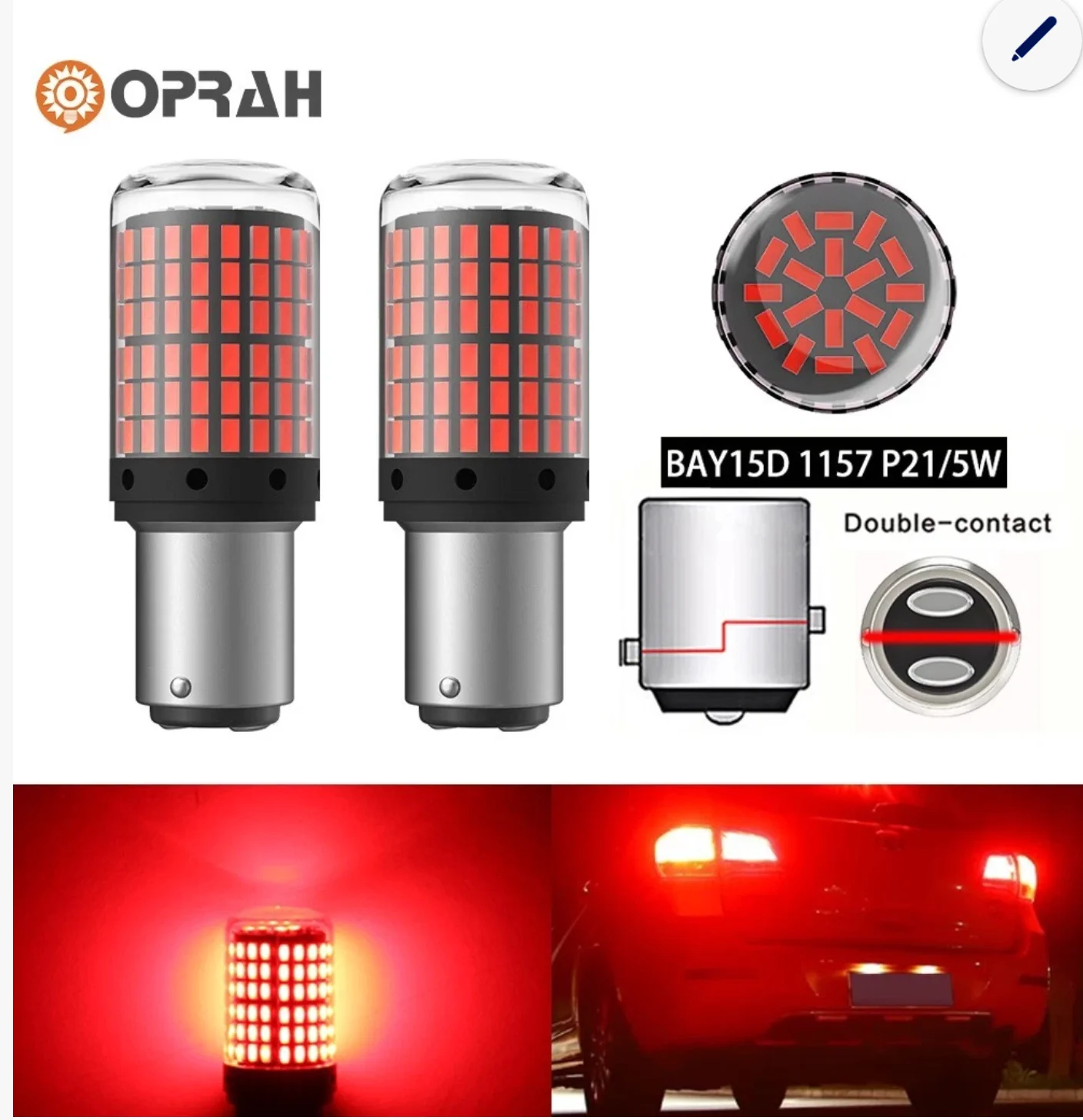 2X 144 LED 1157 P21/5W BAY15D CANBUS STOP TAIL LIGHT BRAKE LIGHT 380 ...