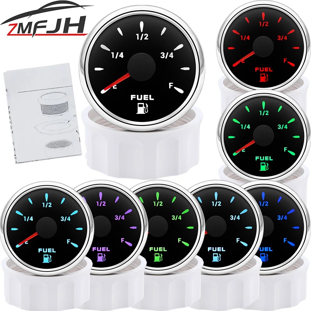 0-190Ω 240-33Ω Fuel Level Gauge 52mm with 7 Color LED Oil Tank Level ...