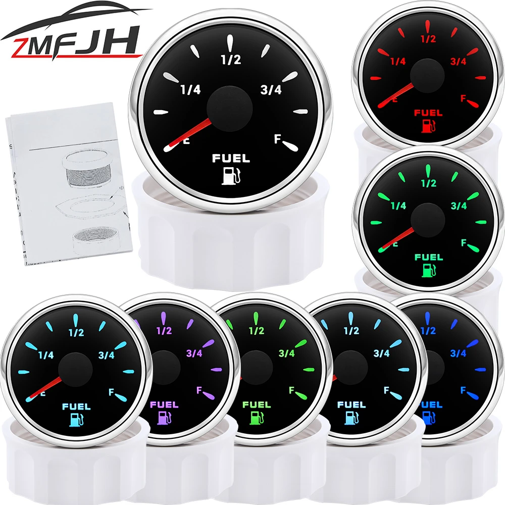 0-190ω 240-33ω Fuel Level Gauge 52mm With 7 Color Led Oil Tank Level ...