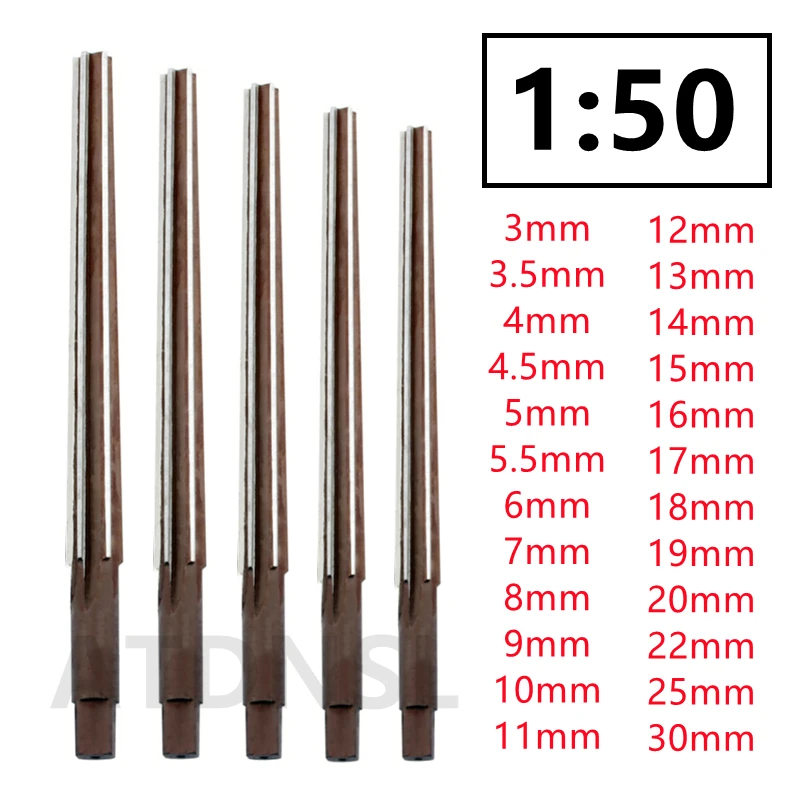 Conical Reamer 1:50 Hand Reamer CNC Tools 3/3.5/4/4.5/5/5.5/6/7/8/9/10/11/12/13/14/15/16/17/18 ...