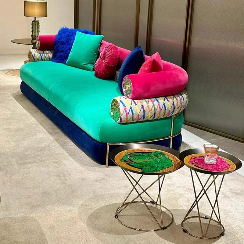 Soft Fancy Unique Sofa Modern Wood Nordic European Puffs Sofa 3 Seater ...