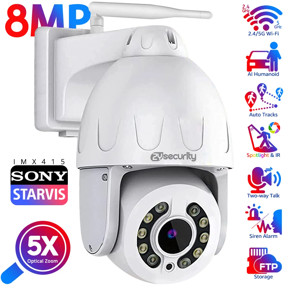 8MP-4K-Wifi-PTZ-IP-Camera-Outdoor-5X-Optical-Zoom-Speed-Dome-Camera ...