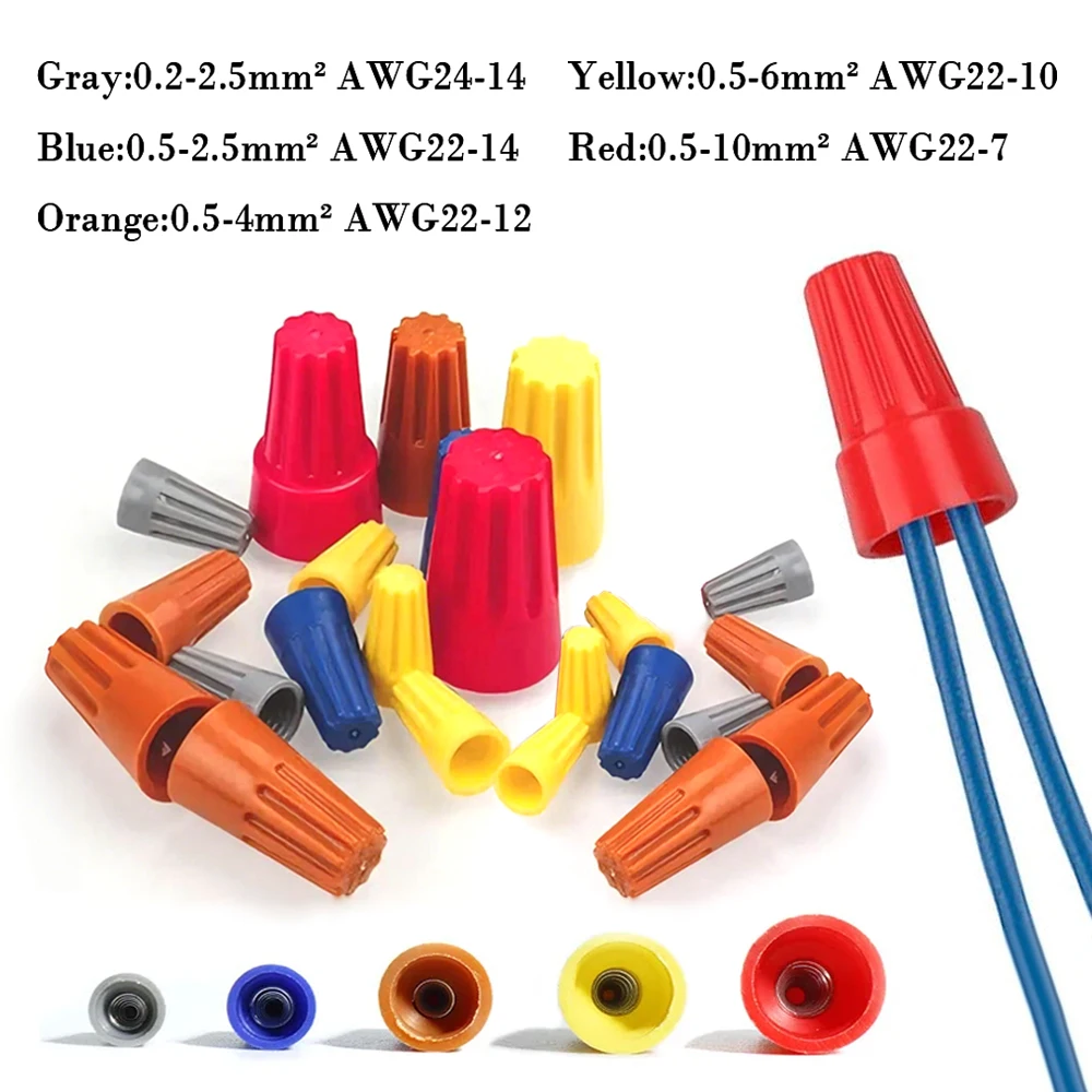 25/50/80/100pcs Colorful Electrical Insulated Crimp Twist Terminal ...