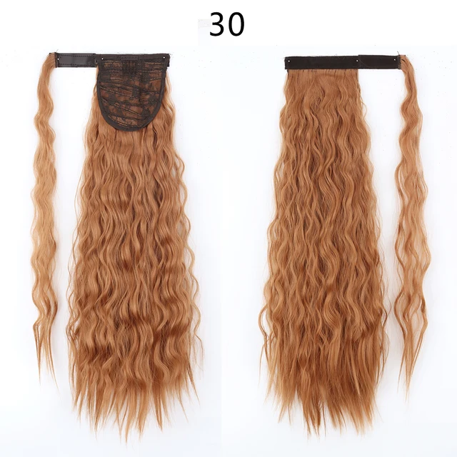 Synthetic 34 inch wavy / straight ponytail hair extensions