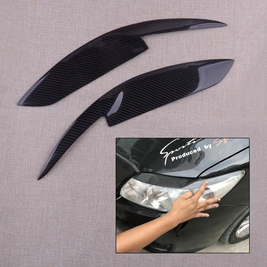 1-Pair-Carbon-Fiber-Black-Car-Front-Headlight-Eyebrow-Eye-Lid-Eyelid ...