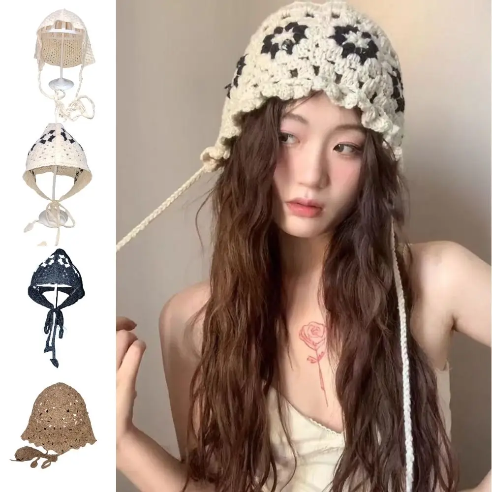 Sweet-Handmade-Crochet-Hats-Retro-Hollowed-Out-Bun-Hats-Breathable ...