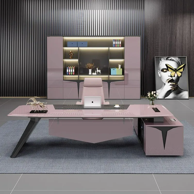 Conference-Pink-Office-Desk-Gadgets-Luxury-Organization-Reception-Desk ...