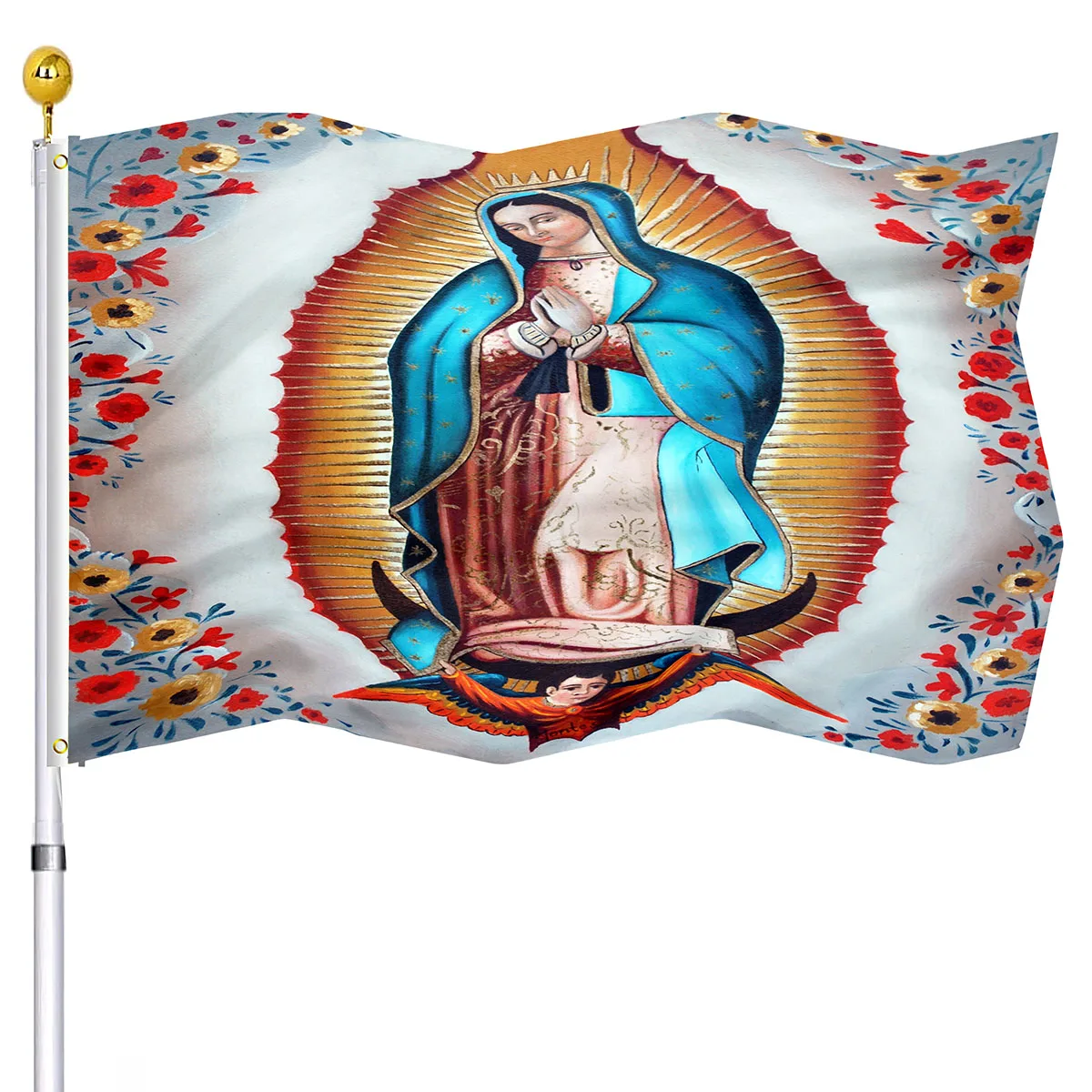 Mexikanische Flagge Jungfrau Maria