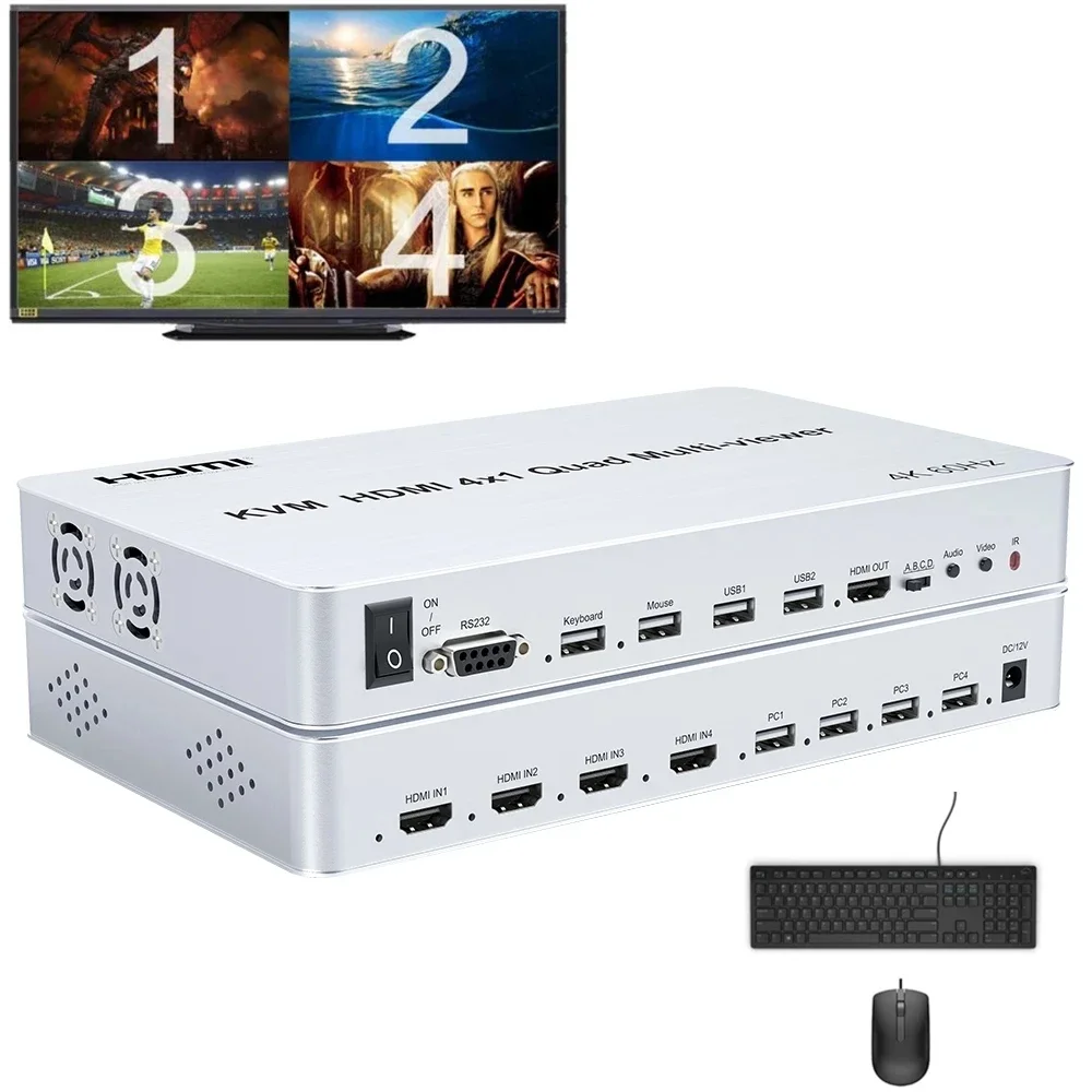 KVM-HDMI-Multi-viewer-4x1-4K-60Hz-HDMI-KVM-Quad-Screen-Segmentation ...