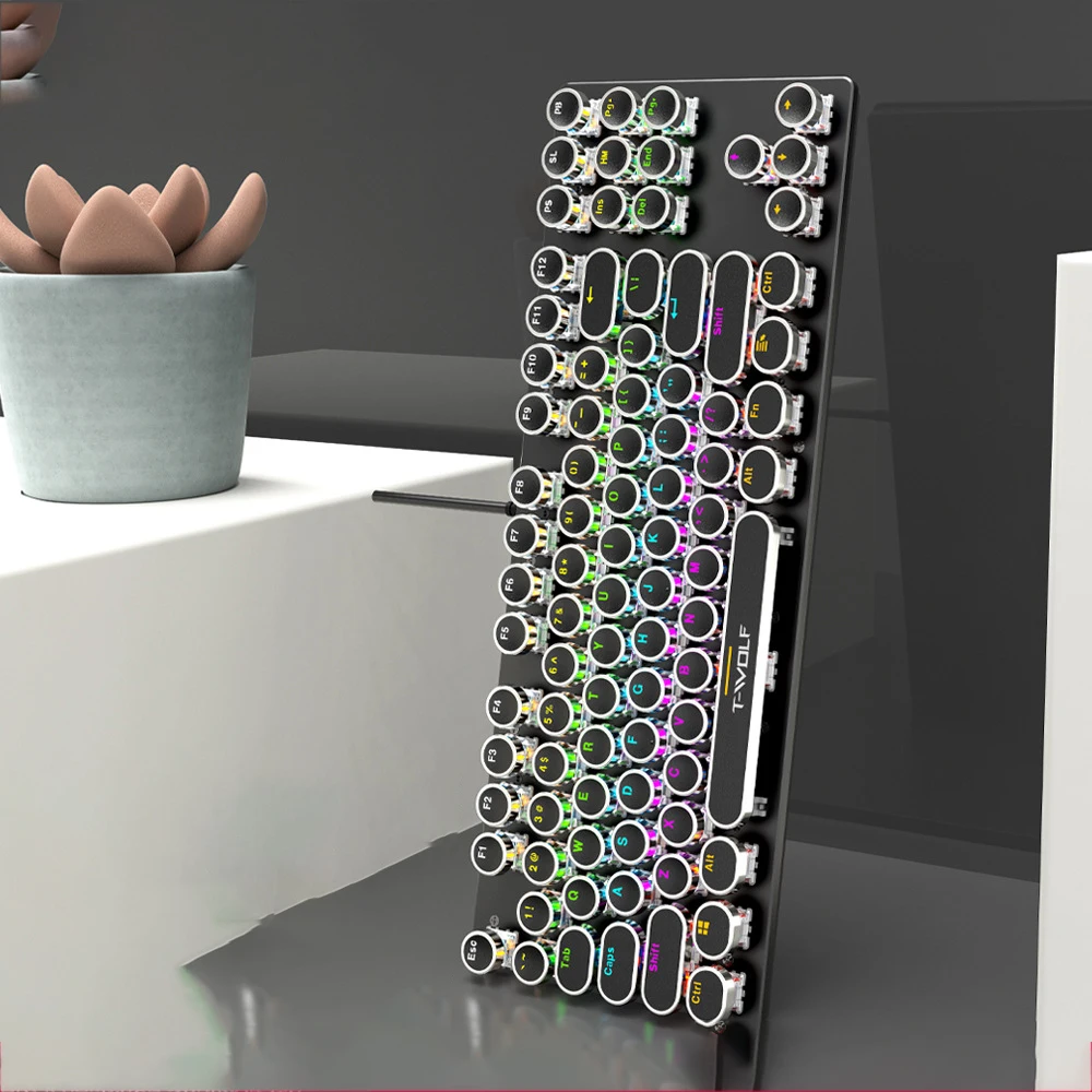 Retro Punk Gaming Mechanical Keyboard USB Wired 104 Keys with RGB ...