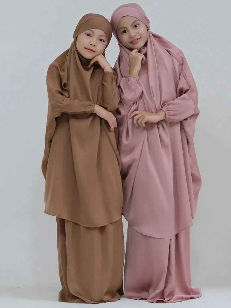 Kids-Jilbab-Set-Ramadan-Muslim-Child-Girl-Prayer-Garment-Hijab-Dress ...