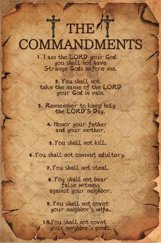 Christian-Ten-Commandments-Decor-Poster-Religious-Bible-Verse-Metal-Tin ...