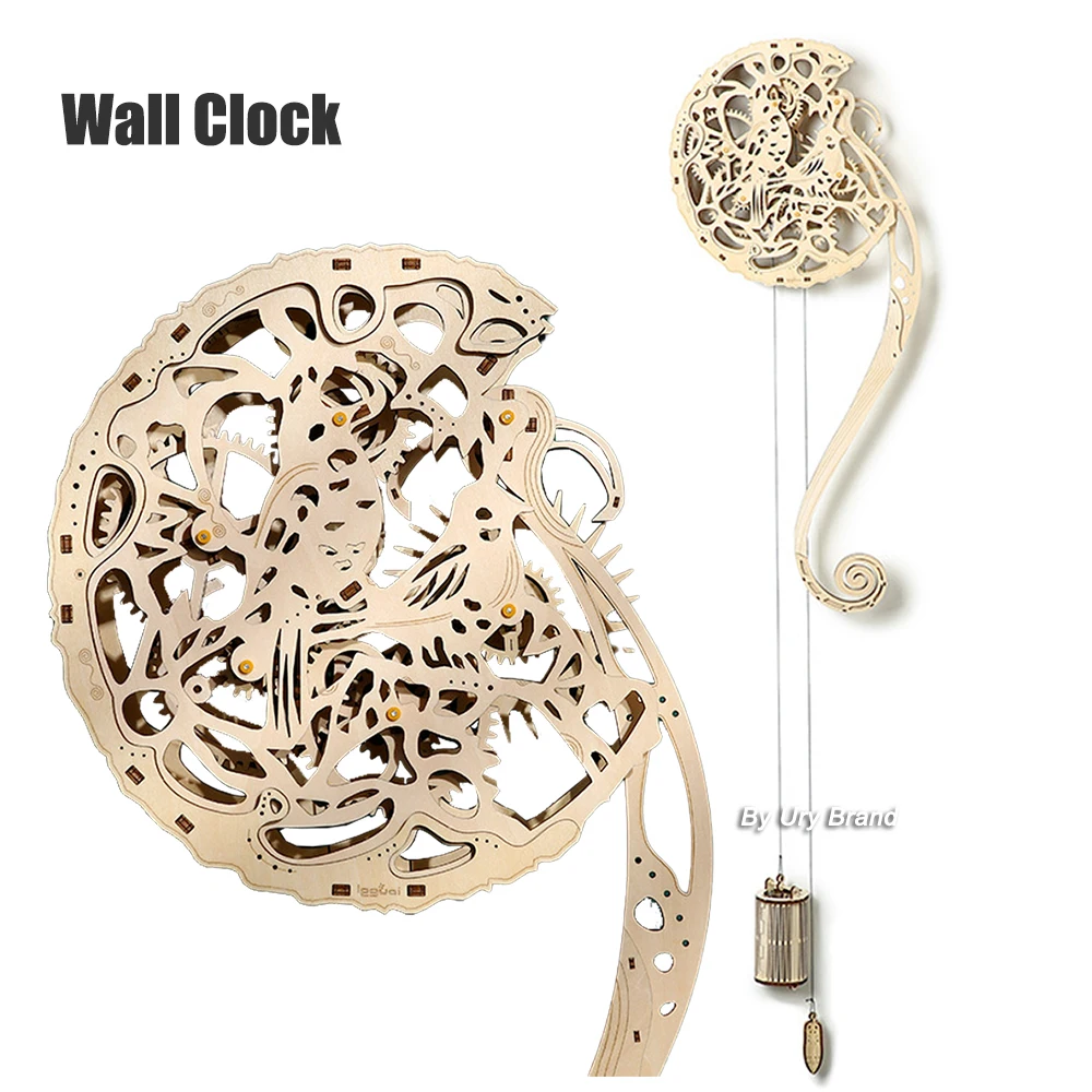 DIY 3D Wooden Puzzle Owl Wall Clock Mechanical Model Building Retro ...