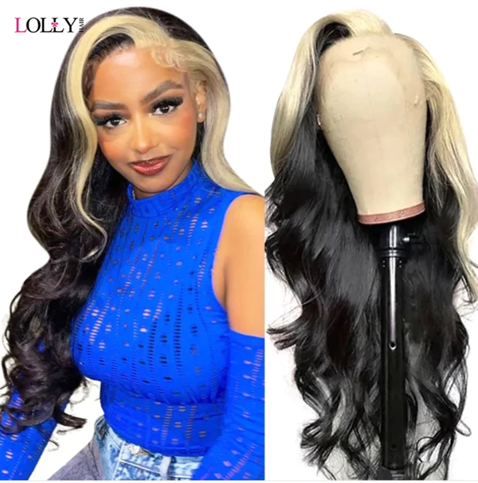 1B-613-Skunk-Stripe-Human-Hair-Wig-32-Inch-Body-Wave-Lace-Front-Wig ...
