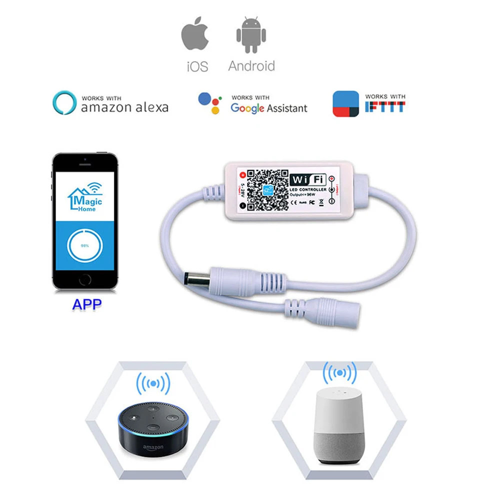 Magic Home DC5-28V Wireless Mini WiFi Dimmable Controller Single Color ...
