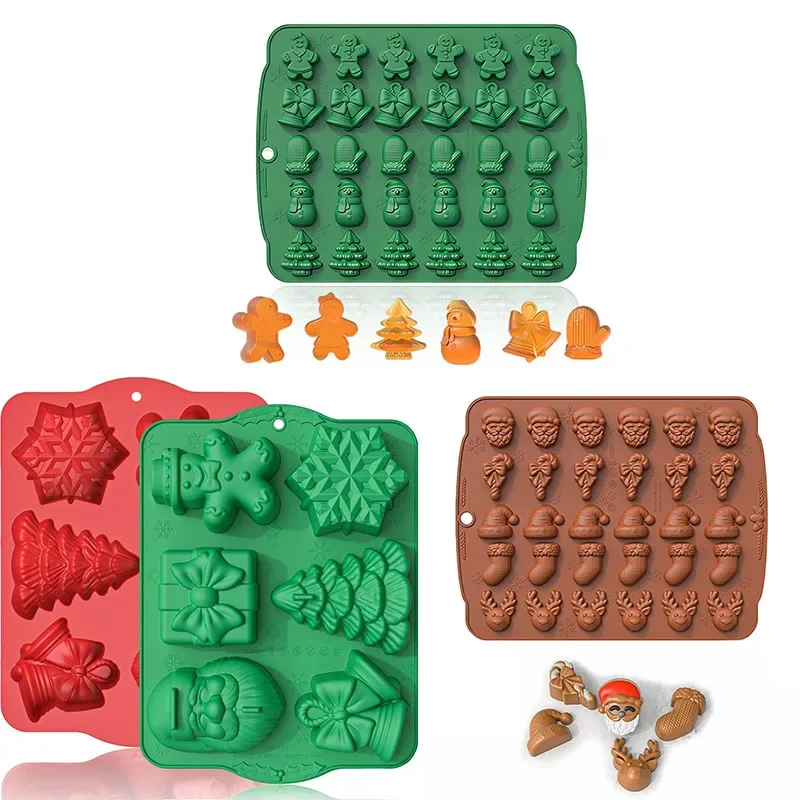 Christmas Silicone Baking Molds for Candy Chocolate Fondant Non-Stick ...