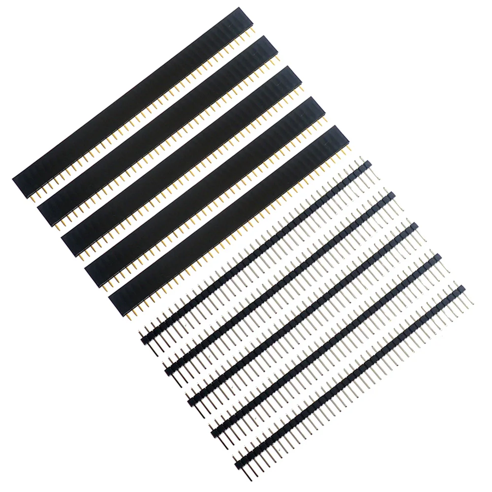 20 Pcs 10 Pairs 40 Pin 1x40 Single Row Male And Female 2.54 Breakable ...