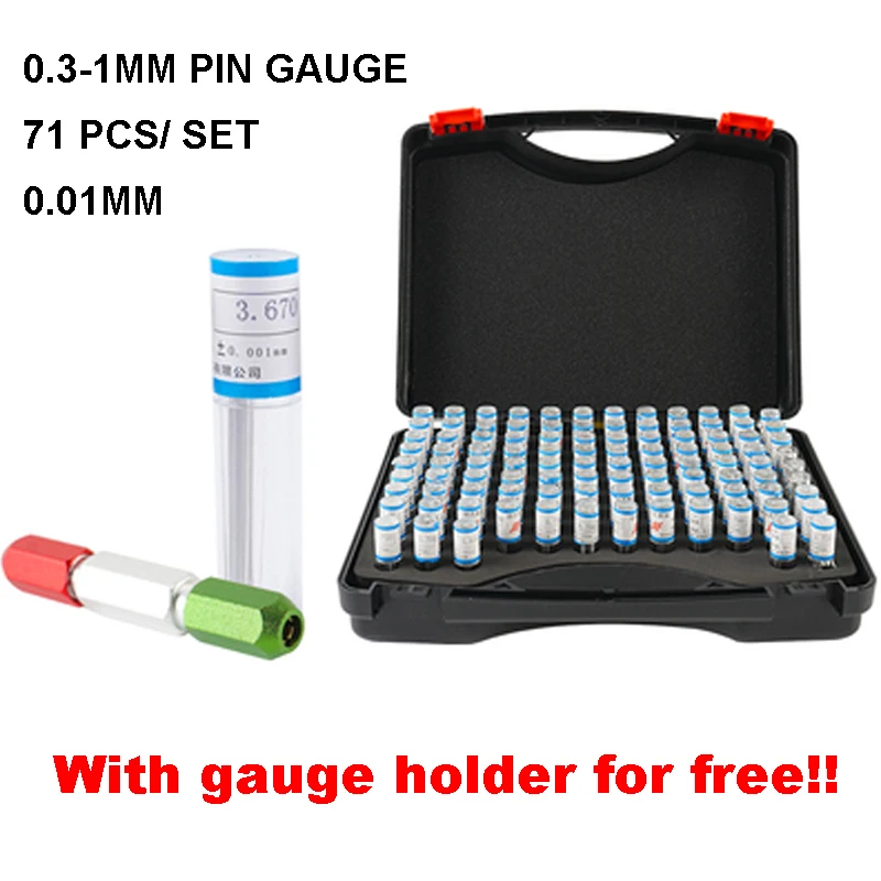 0.3-1mm Precision Steel Pin Gauge 0.3-1 Step 0.01mm Smooth Plug Gauge Hole Gauge Set Pin ...