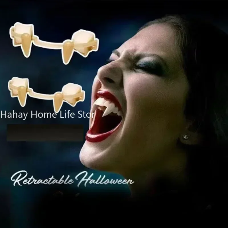 Retractable-Vampire-Teeth-Dentures-Fangs-Halloween-Cosplay-Vampire ...