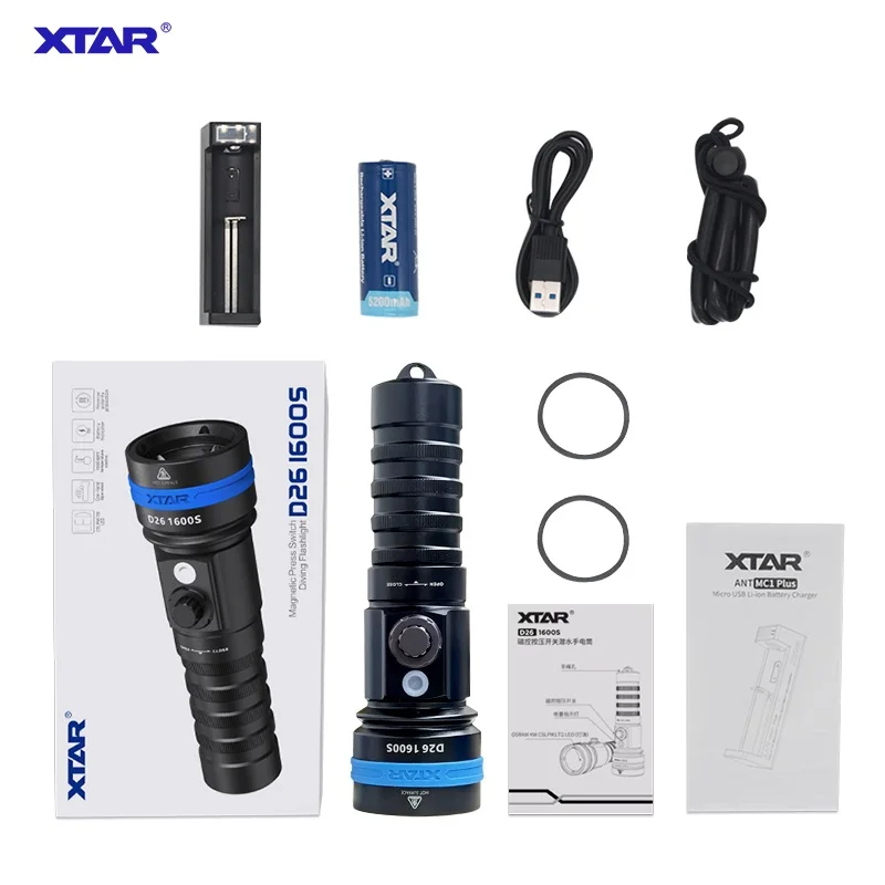 XTAR-D26-1600S-Diving-Flashlight-1600-Lumens-Diving-Depth-100m ...