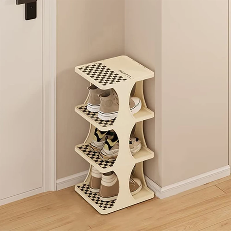 White-Plaid-Shoe-Rack-Open-Storage-Rack-Entrance-Shoe-Storage-Rack ...