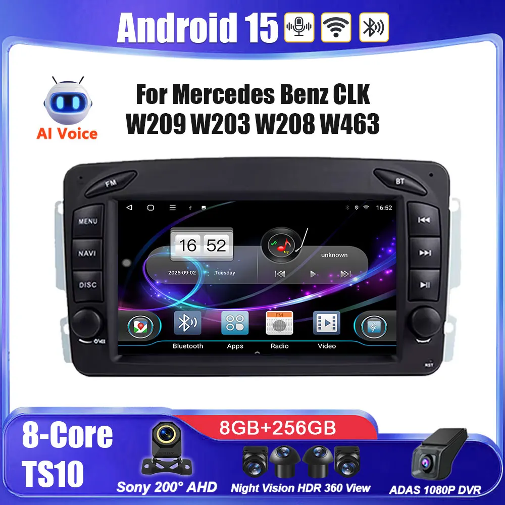 Android 15 For Mercedes Benz CLK W209 W203 W208 W463 Stereo Head Unit ...